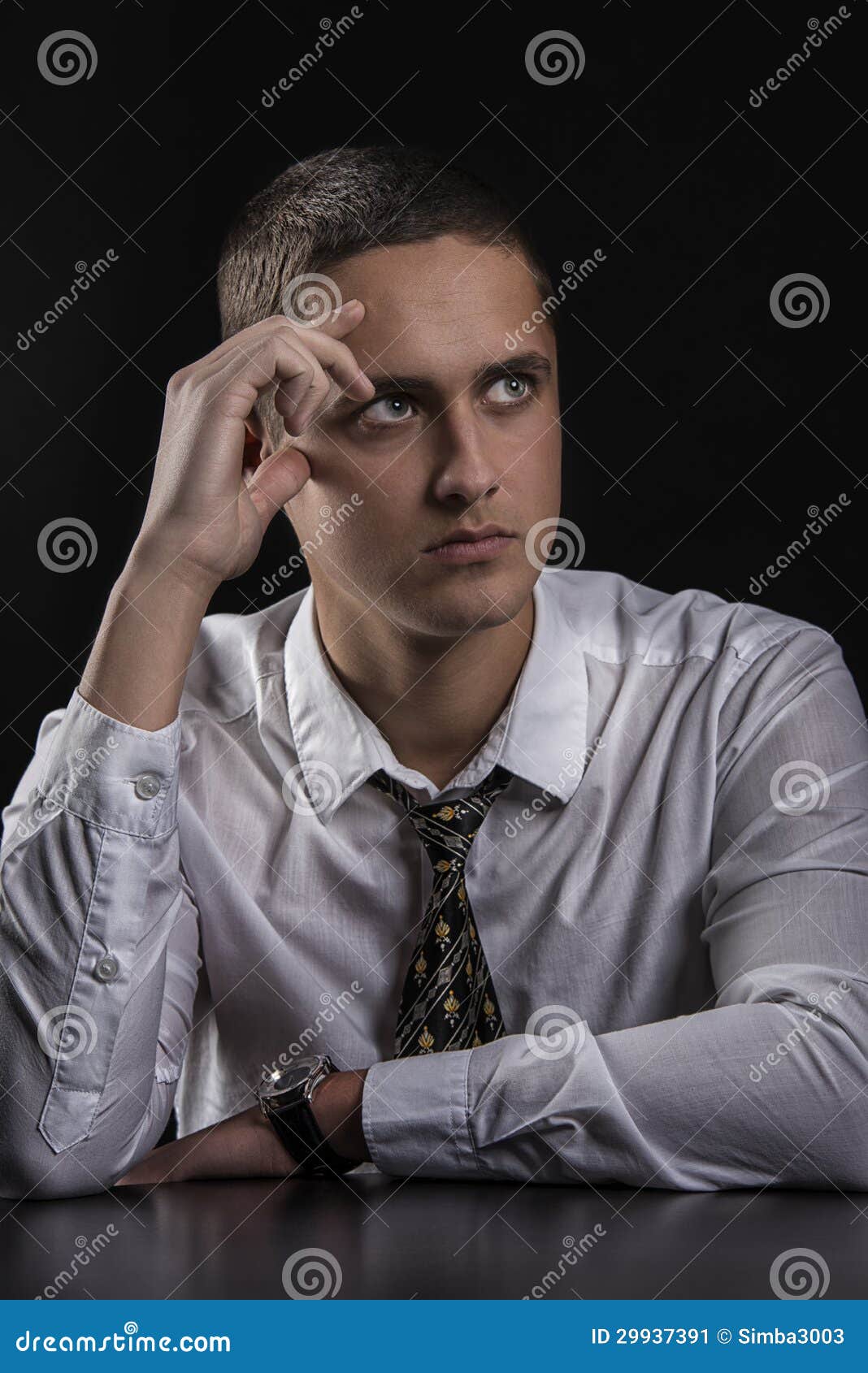 Concentrated Thinking Young Man Stock Image - Image of casual, handsome ...