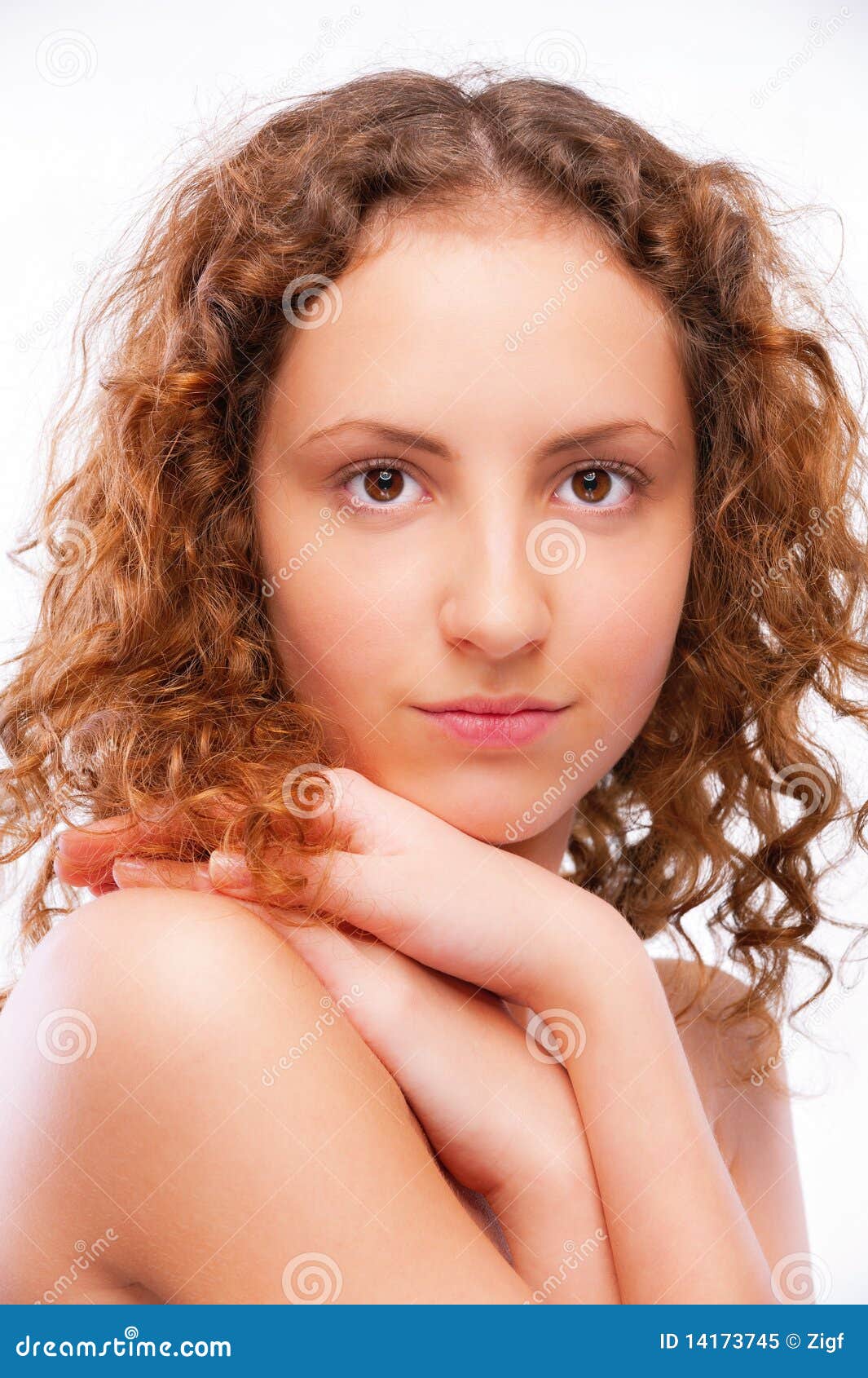 Portrait of Beautiful Curly Girl Stock Image - Image of frizzy, curls ...
