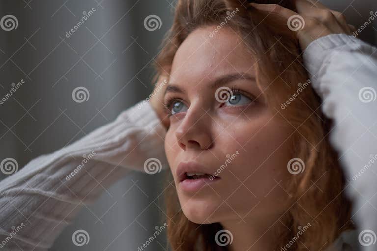 Portrait Of A Beautiful Curly Girl The Mysterious Face Of A Woman At