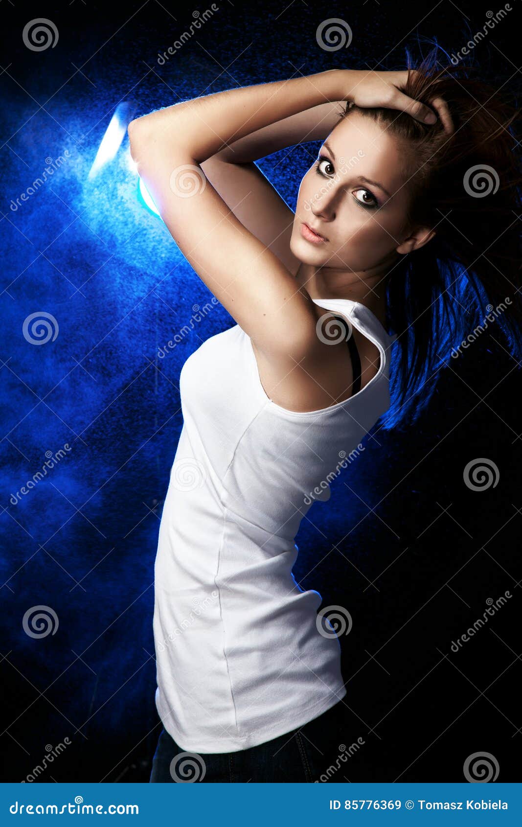 Portrait of a Beautiful Dancing Girl Stock Image - Image of light ...