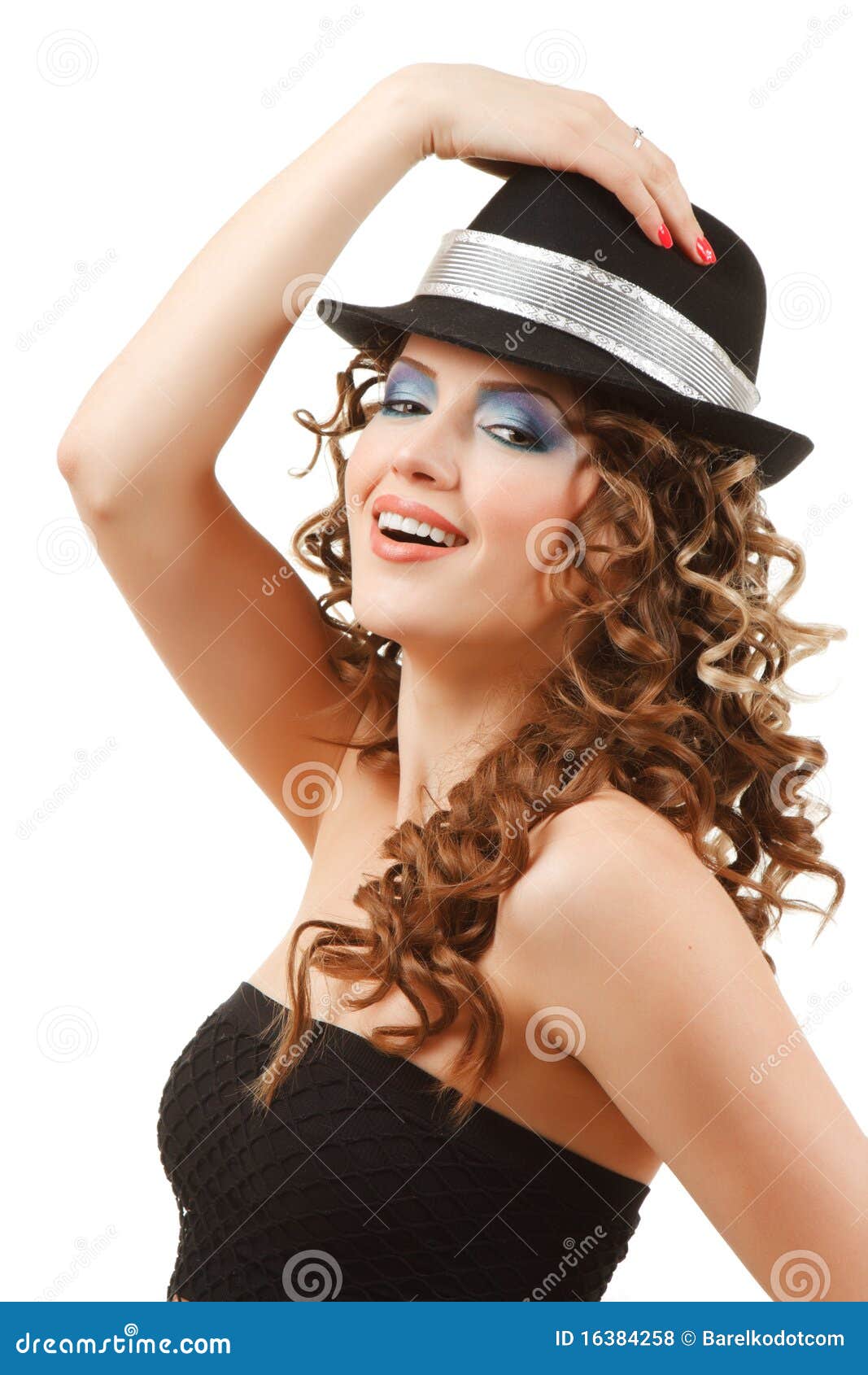 Portrait of Beautiful Dancing Girl in Hat Stock Photo - Image of ...