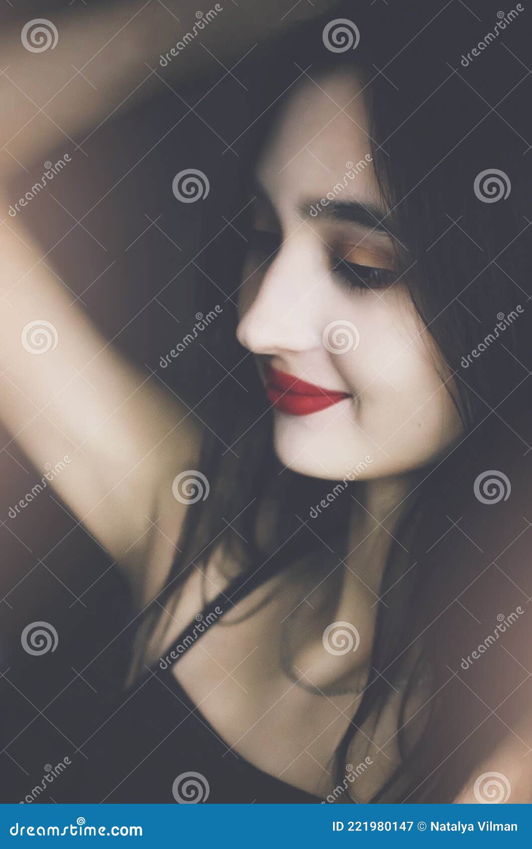 Portrait of a Beautiful Dark-haired Girl Stock Image - Image of head ...