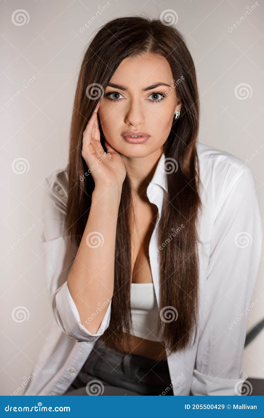 Portrait Of A Beautiful Dark Haired Girl Stock Image Image Of