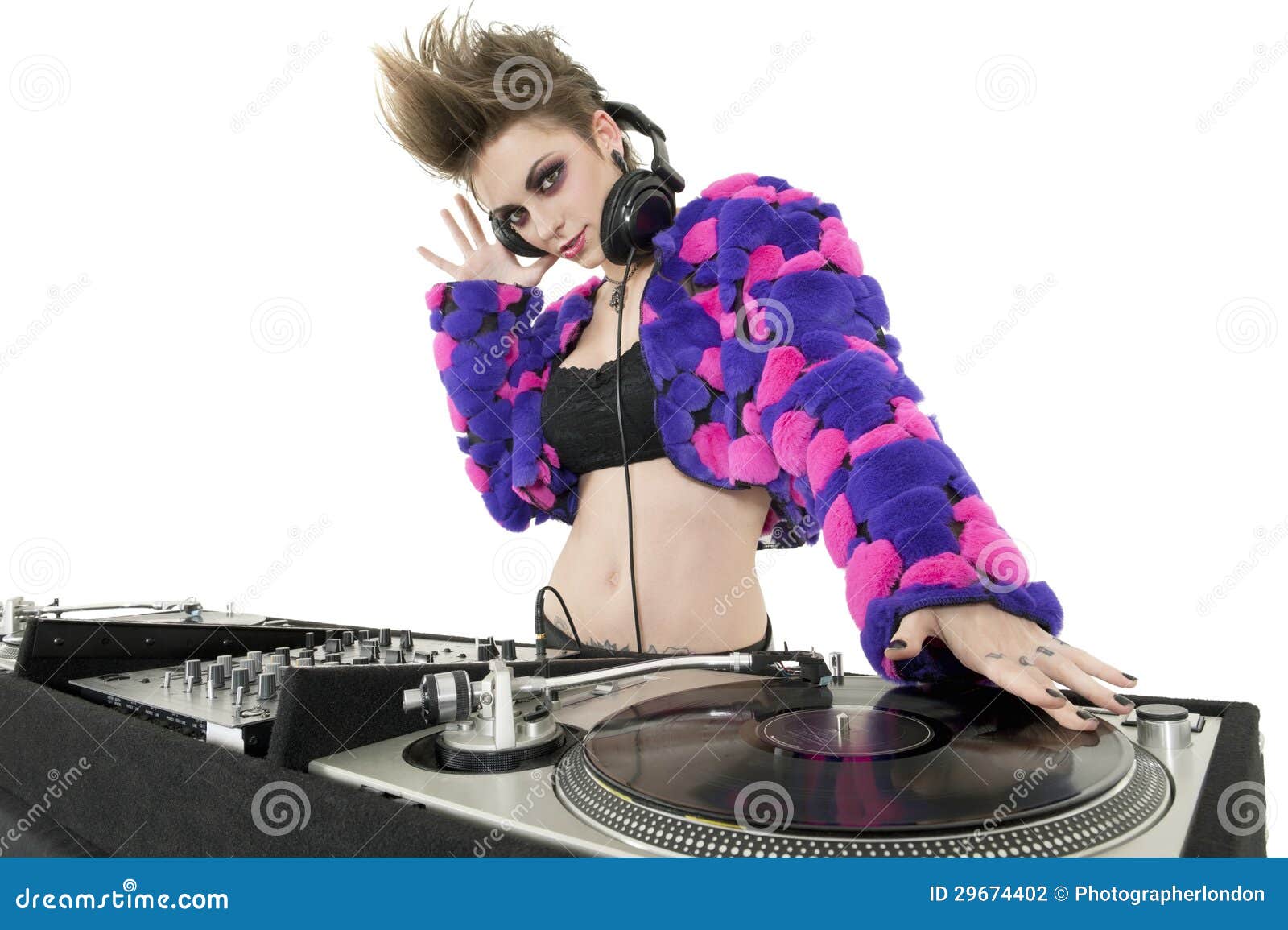 Portrait of Beautiful DJ Over White Background Stock Photo - Image of ...