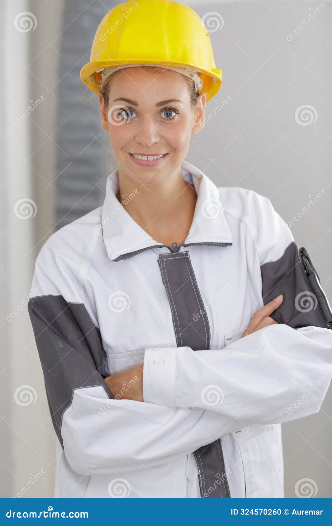 Portrait Beautiful Female Construction Worker Stock Photo - Image of ...