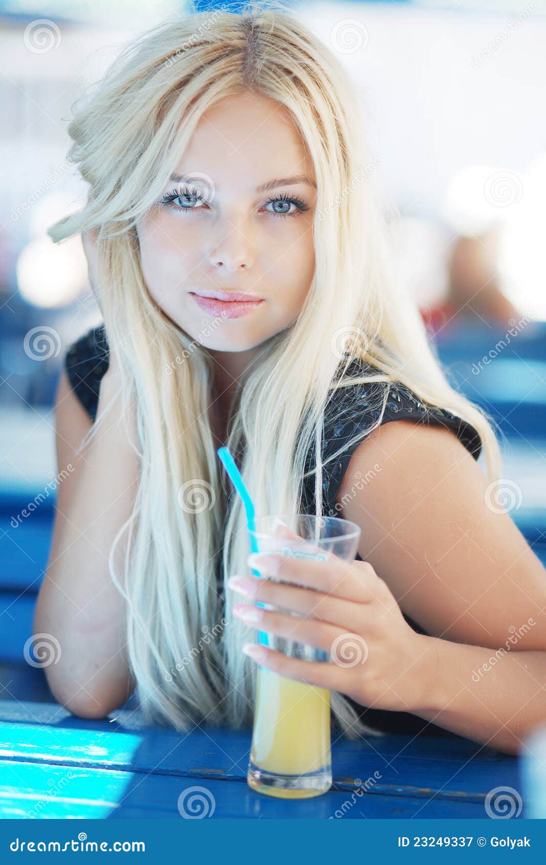 Portrait of a Beautiful Female Model with Juice Stock Image - Image of ...