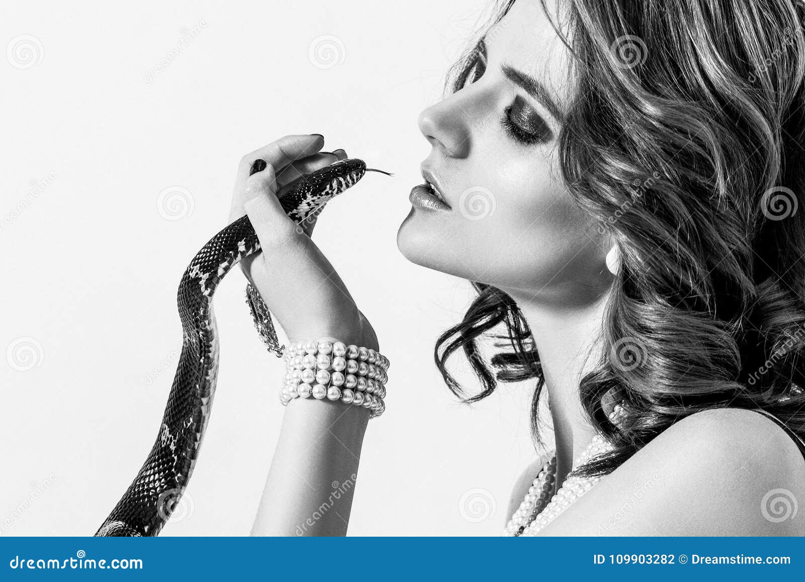 Portrait of a Beautiful Female Model with a Snake Stock Photo - Image ...