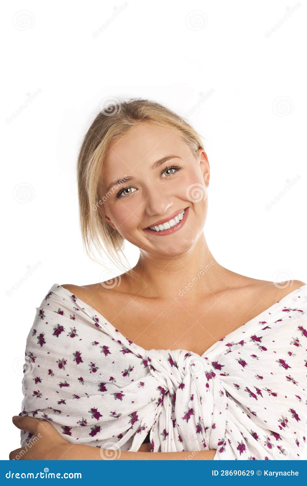 Portrait of a Beautiful Female Model on White Background Stock Image ...