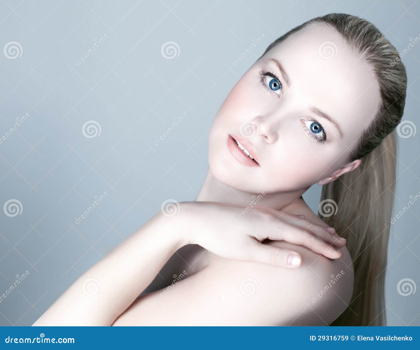 Portrait of a Beautiful Female Model on White Background Stock Image ...