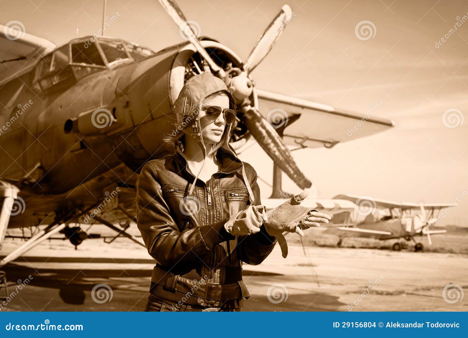Portrait of Beautiful Female Pilot Stock Photo - Image of confident ...