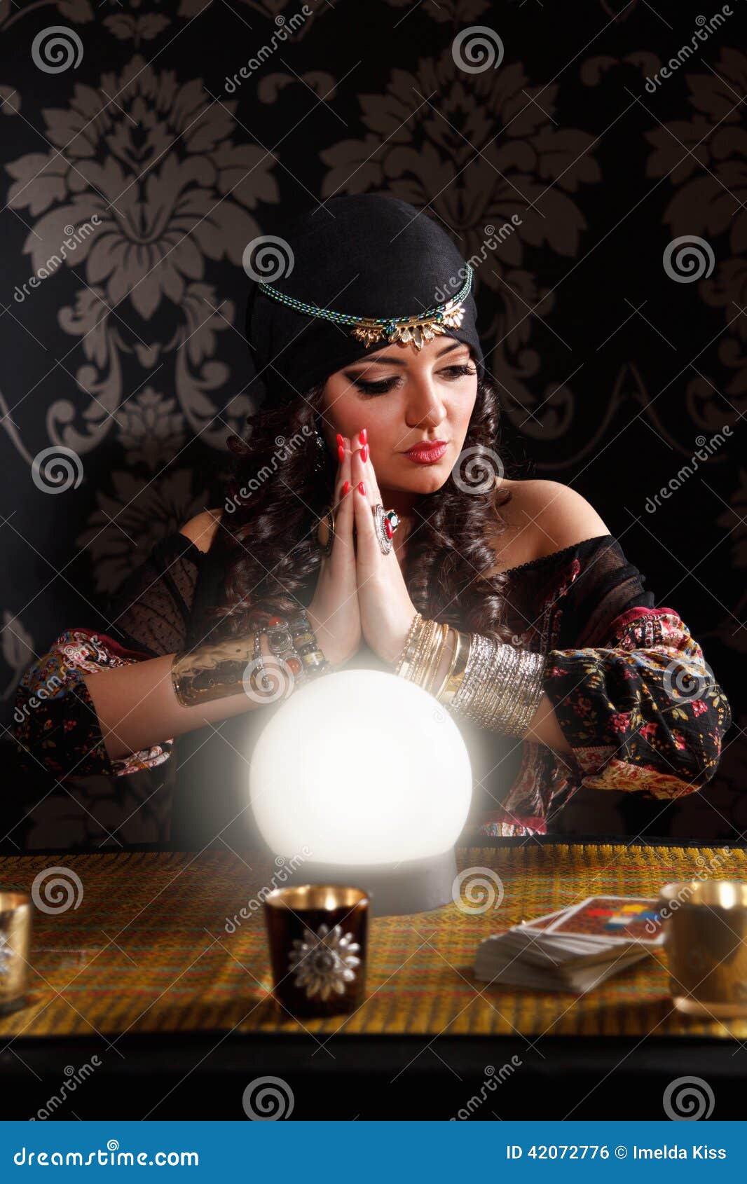 Portrait of a Beautiful Fortune-teller Stock Photo - Image of crystal ...
