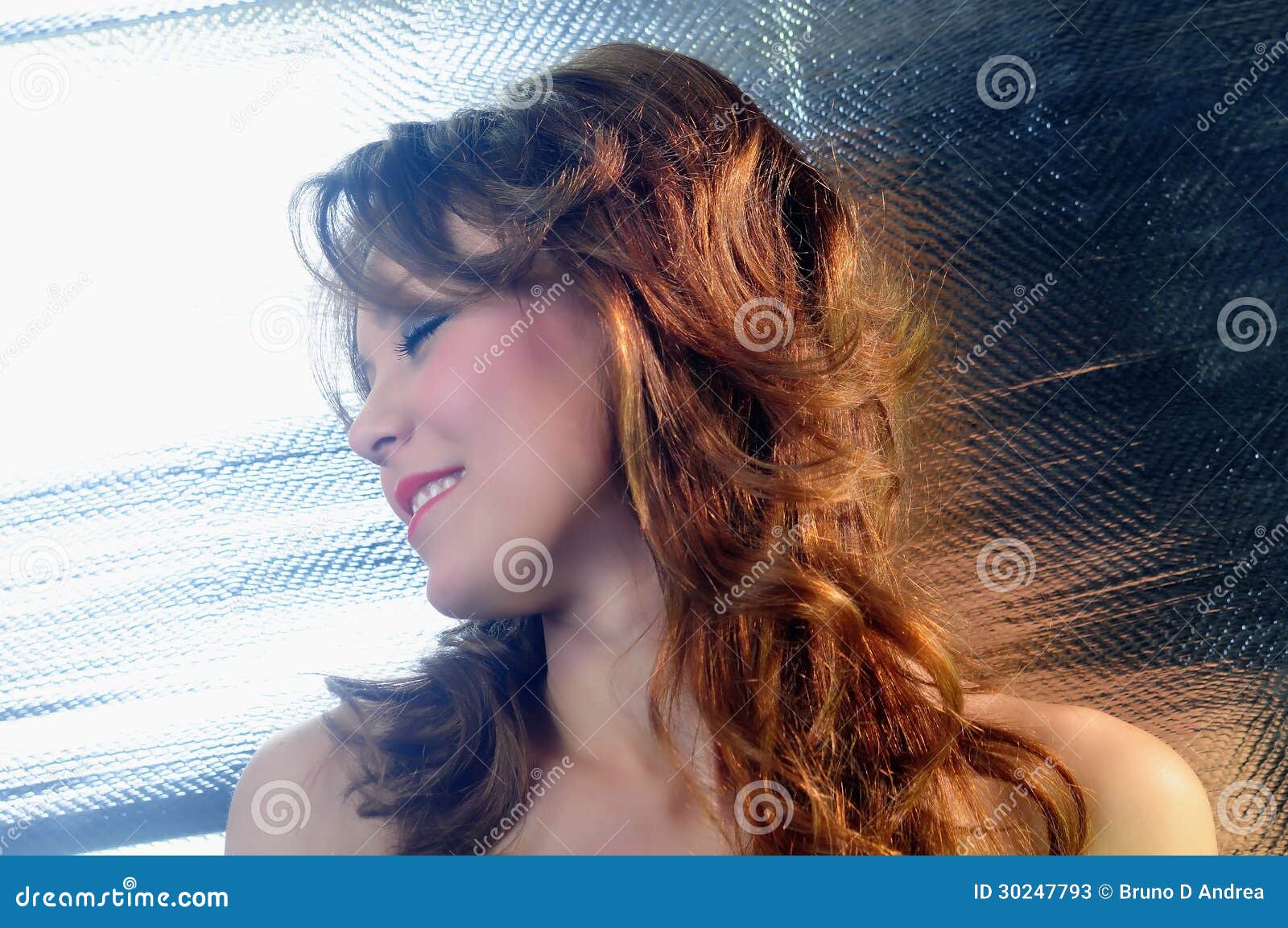 Cute Girl Dreaming and Smiling Stock Image - Image of female, sensual ...