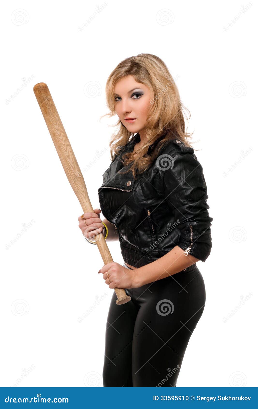 Portrait of Beautiful Girl with a Bat Stock Photo - Image of expression ...