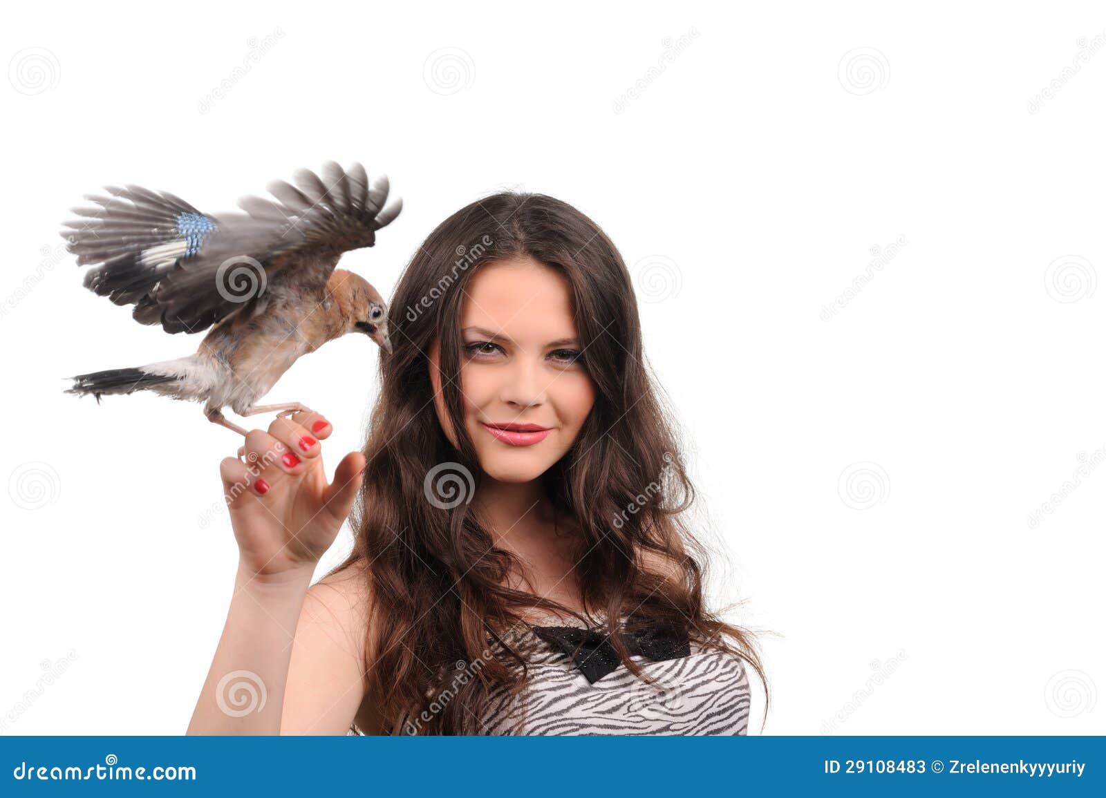 Portrait of Beautiful Girl with Bird Stock Image - Image of lady ...