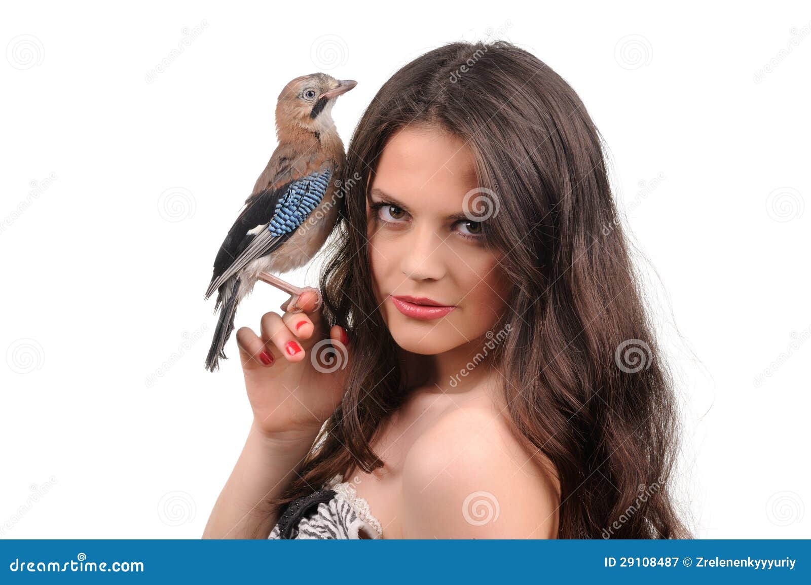 Portrait of Beautiful Girl with Bird Stock Image - Image of fashion ...