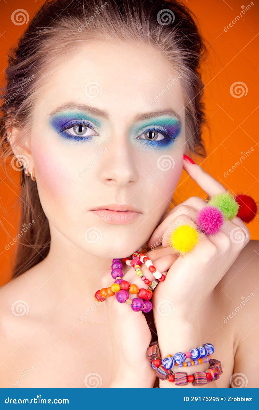 Portrait of a Beautiful Girl with a Bright Makeup Stock Image - Image ...