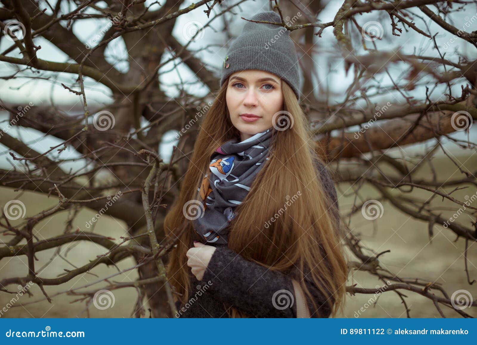 Portrait of a Beautiful Girl in the Bush Outdoors Stock Photo - Image ...