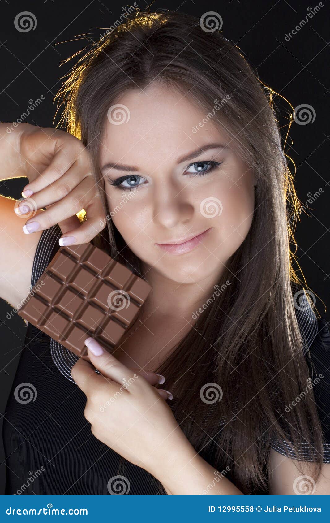 Portrait Of Beautiful Girl With A Chocolate Stock Photo - Image of lady ...