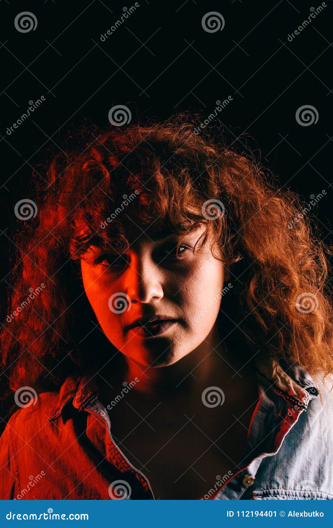 Portrait Of A Beautiful Girl With Curly Red Hair Stock Image Image Of