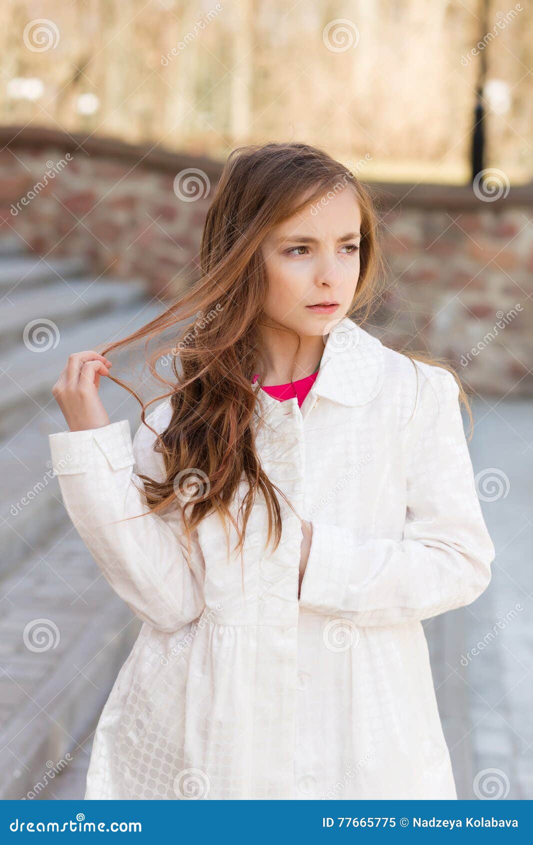 Portrait Of Beautiful Girl With Dark Hair And Brown Eyes Stock Image