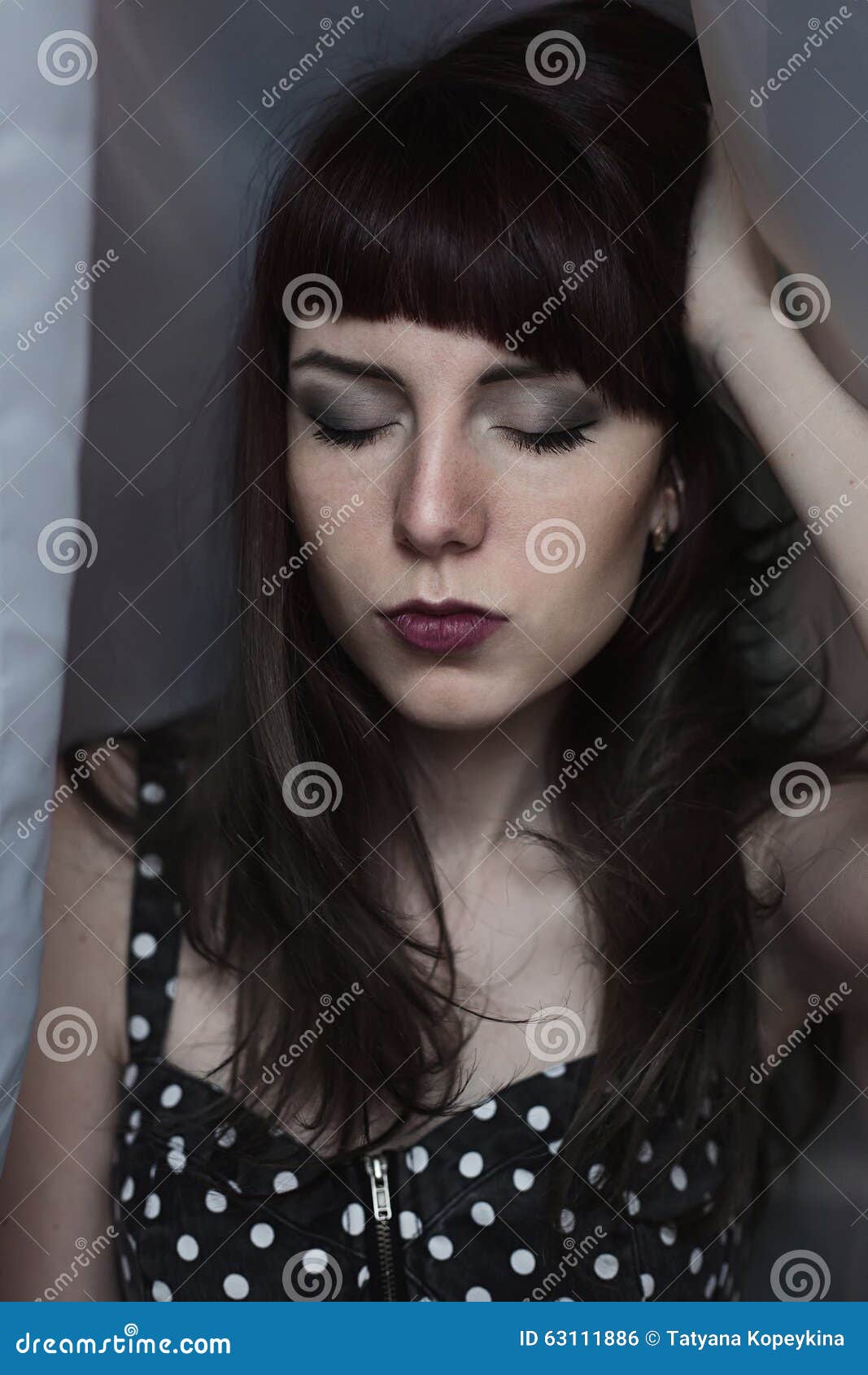 Portrait of Beautiful Girl with Dark Lips Stock Photo - Image of ...