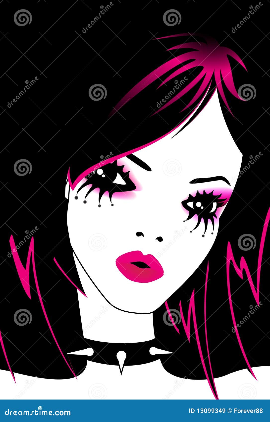 Portrait of Beautiful Girl of Emo Stock Vector - Illustration of blue ...