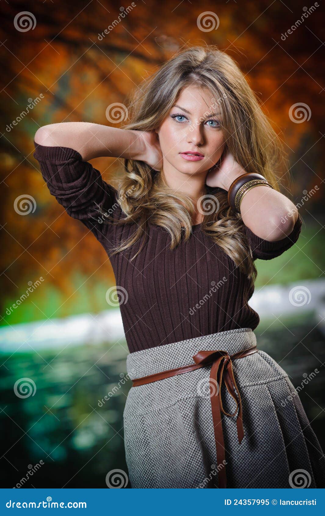 Portrait Of Beautiful Girl In The Forest Stock Image Image Of Clothes