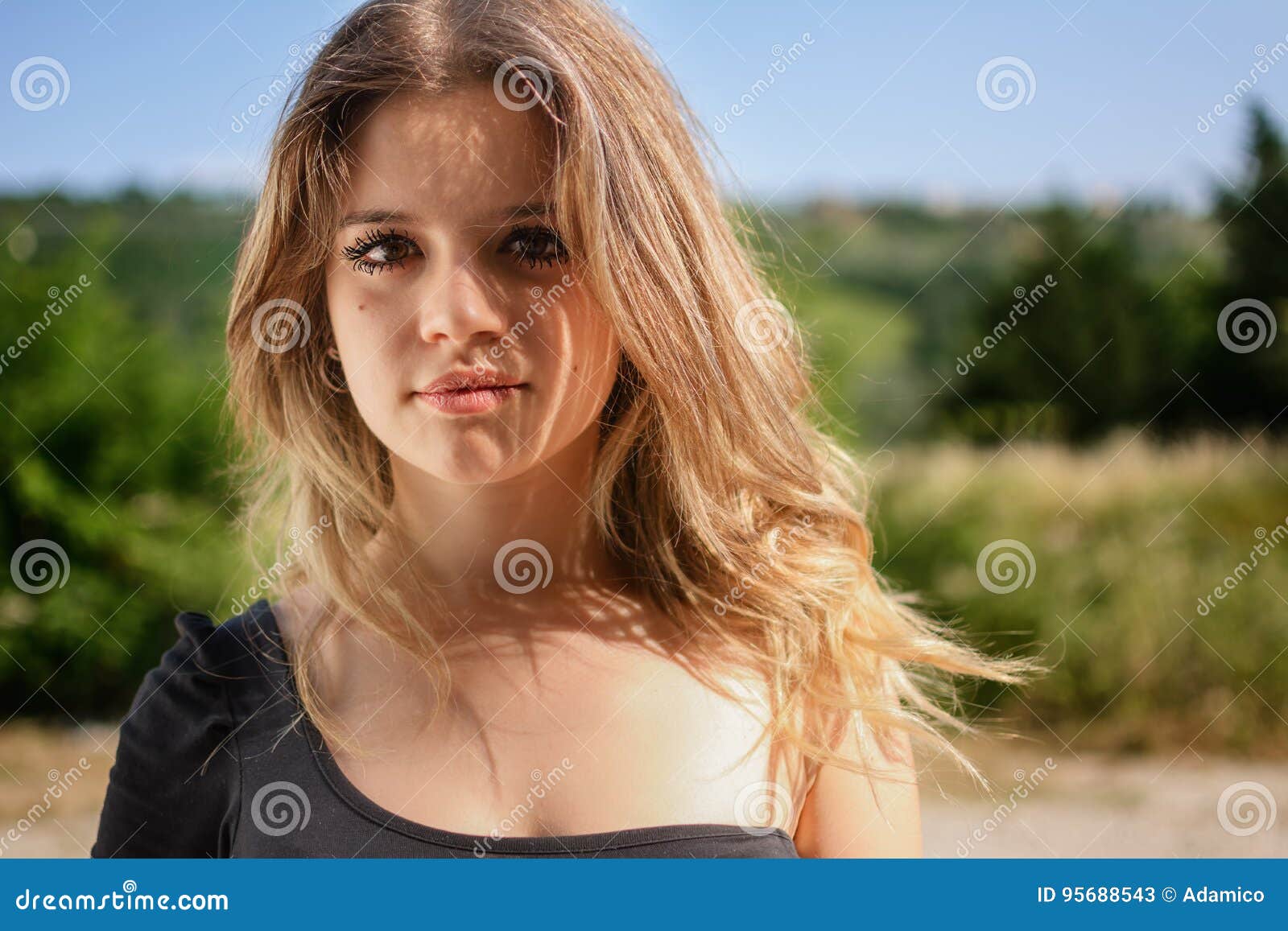 Portrait Of A Beautiful Girl Looking At Camera Stock Image Image Of