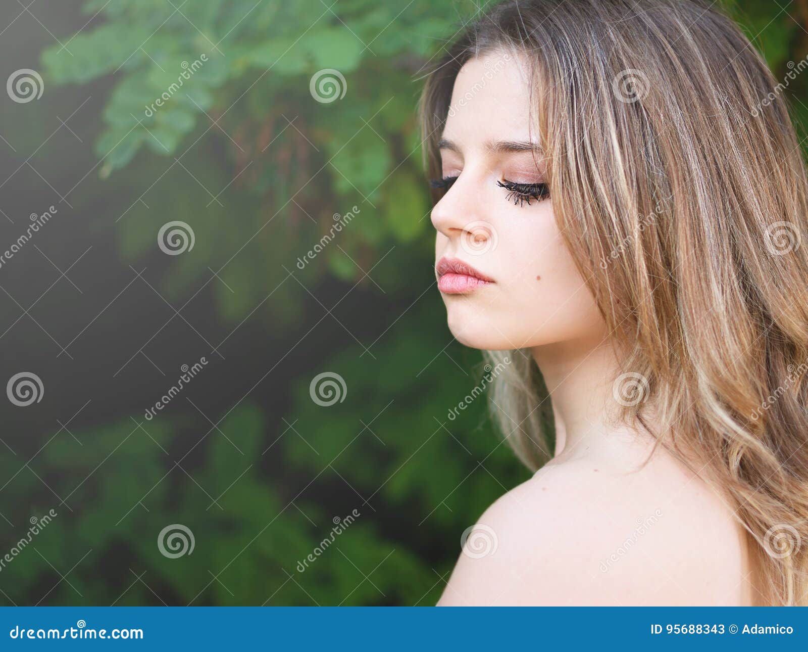 Portrait a Beautiful Girl with the Lowered Look Stock Image - Image of ...