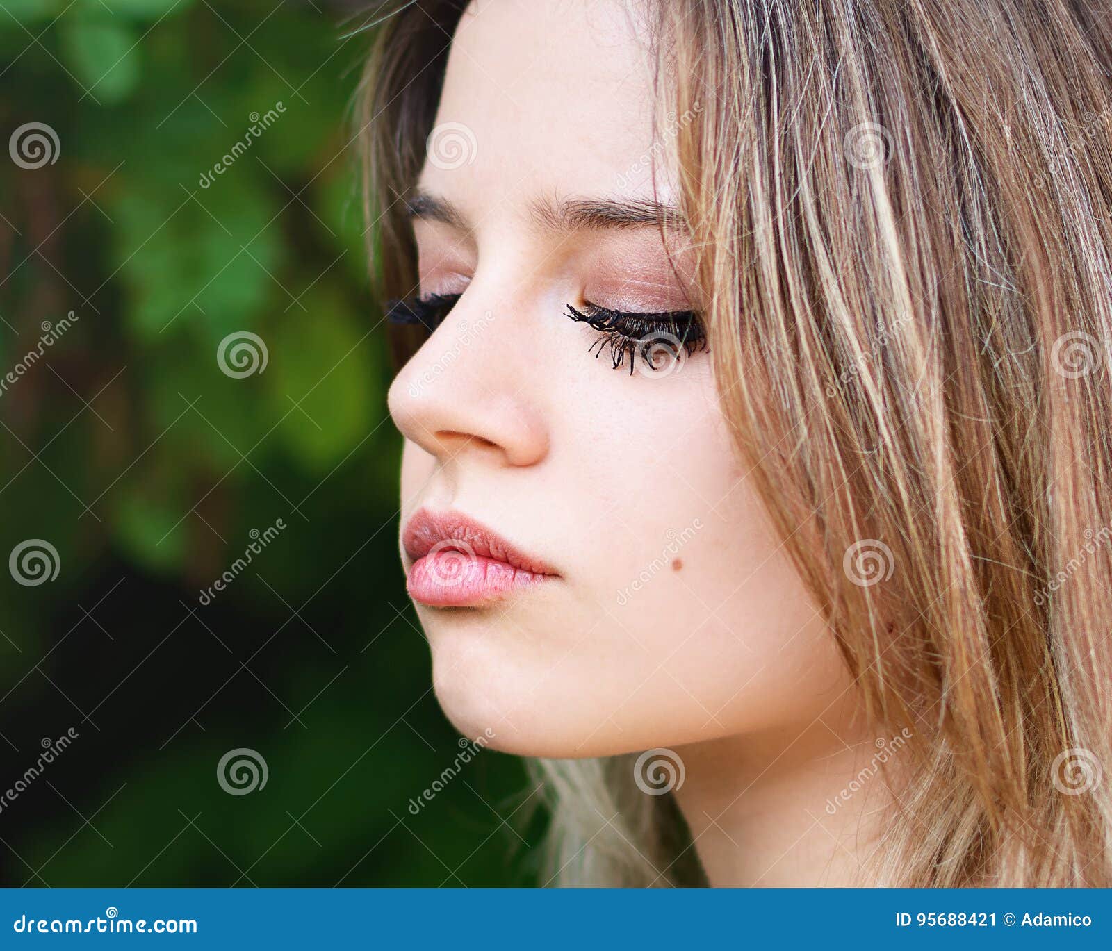 Portrait a Beautiful Girl with the Lowered Look Stock Image - Image of ...