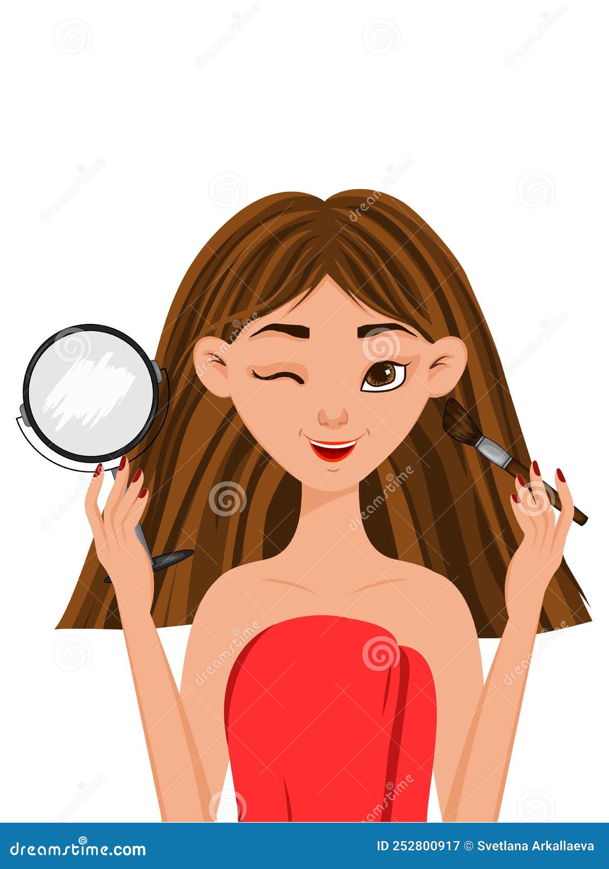 Portrait Of A Beautiful Girl With Make Up Cartoon Style Vector