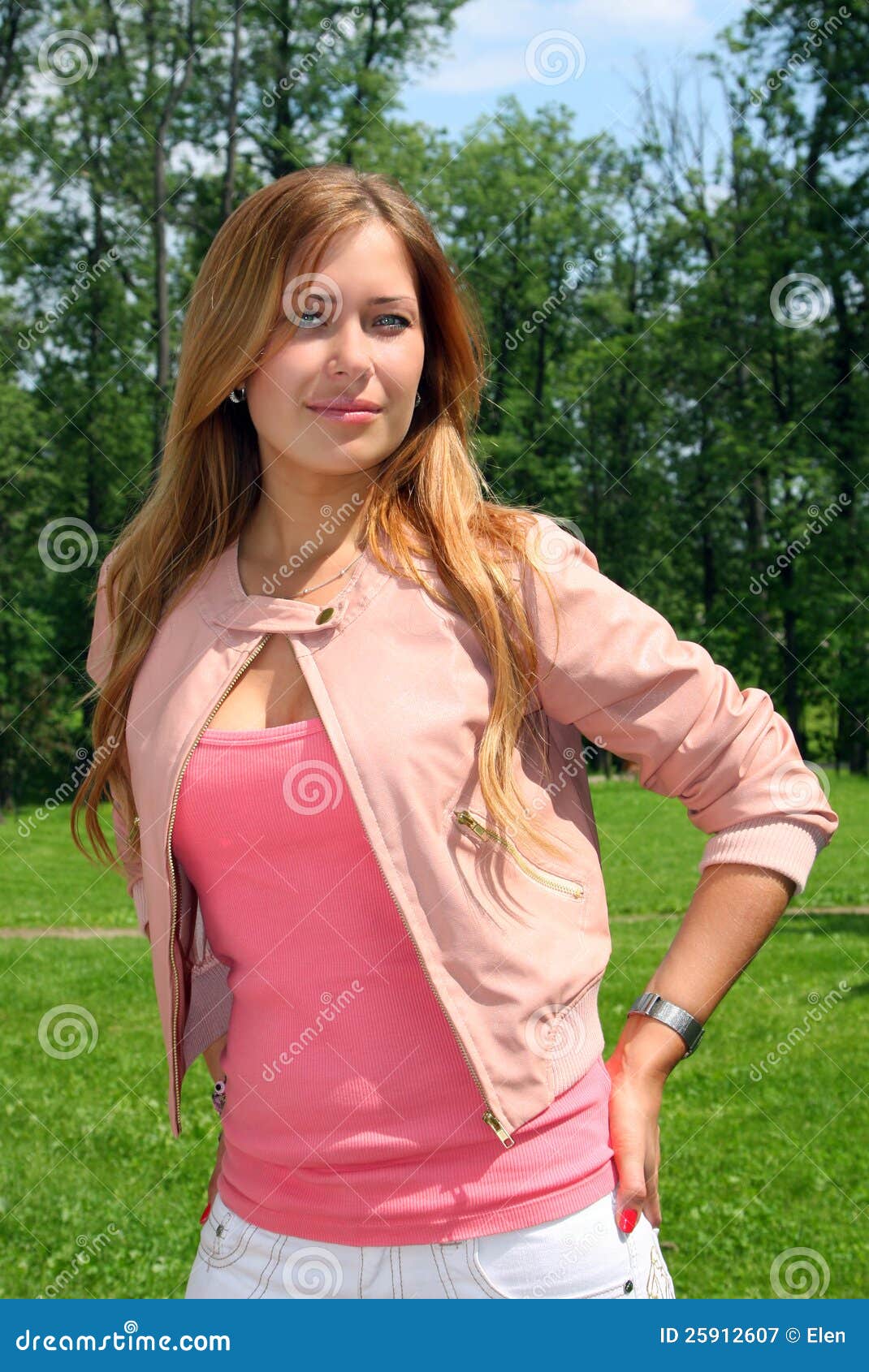 Portrait of the Beautiful Girl in Pink Stock Image - Image of caucasian ...