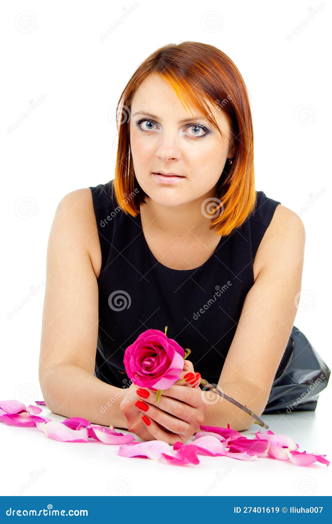 Portrait of a Beautiful Girl with a Rose Stock Image - Image of female ...