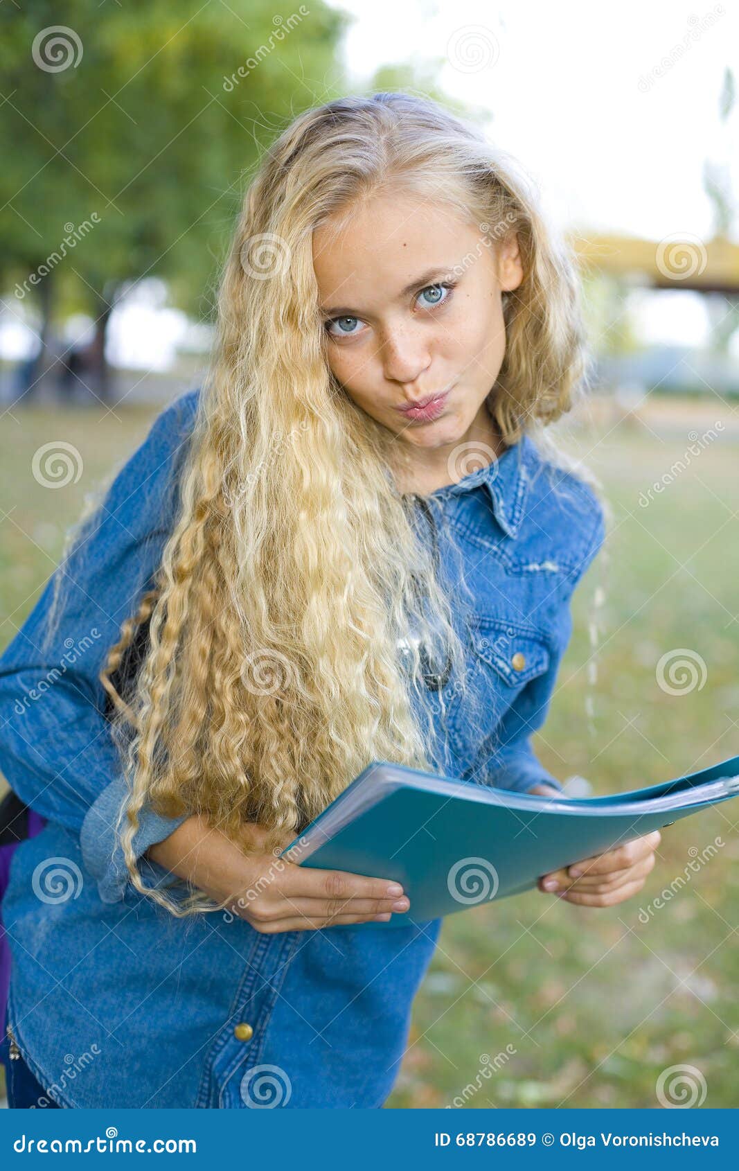 Portrait of a Beautiful Girl Student Stock Image - Image of emotional ...