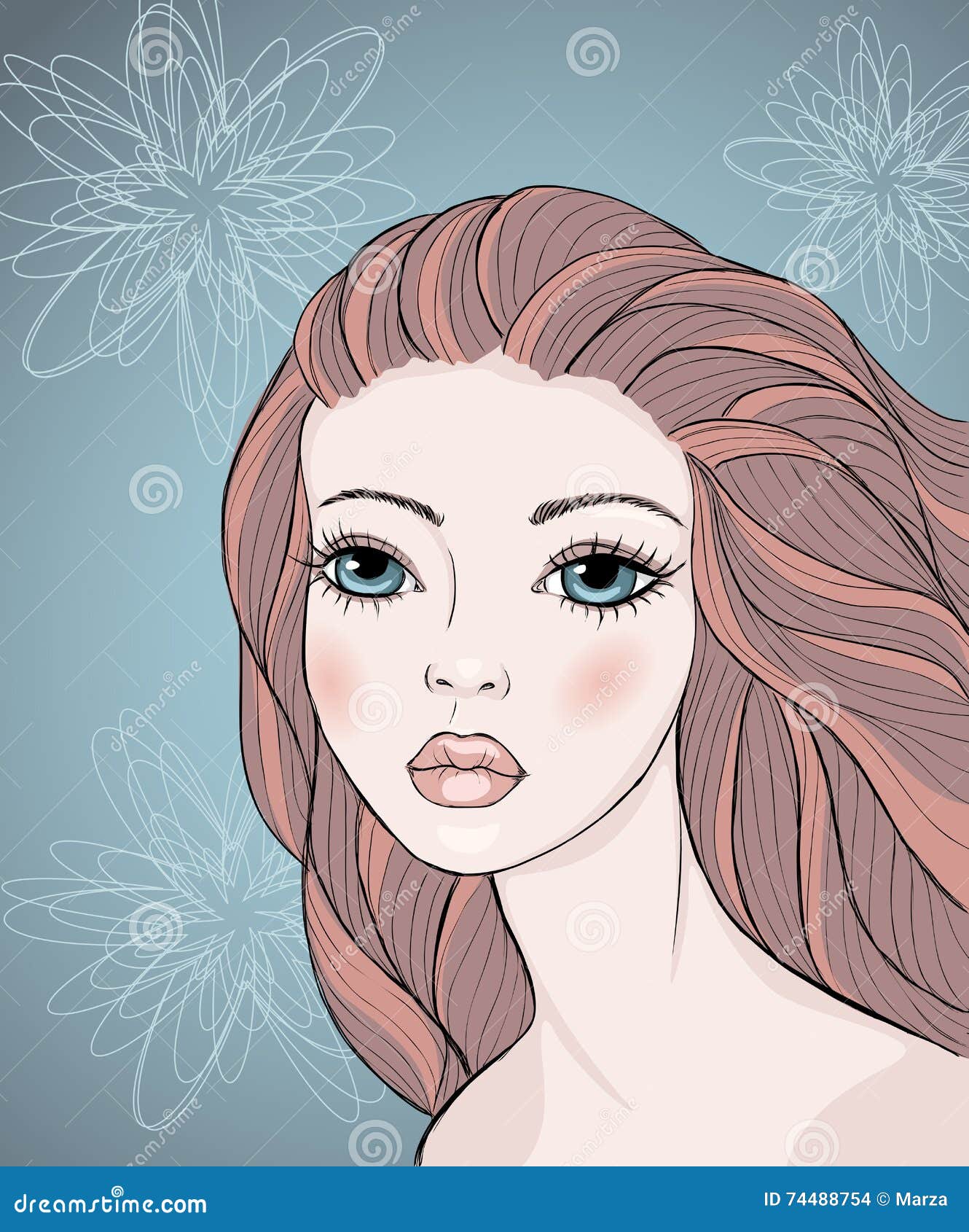 Portrait Of The Beautiful Girl Stock Vector Illustration Of Human