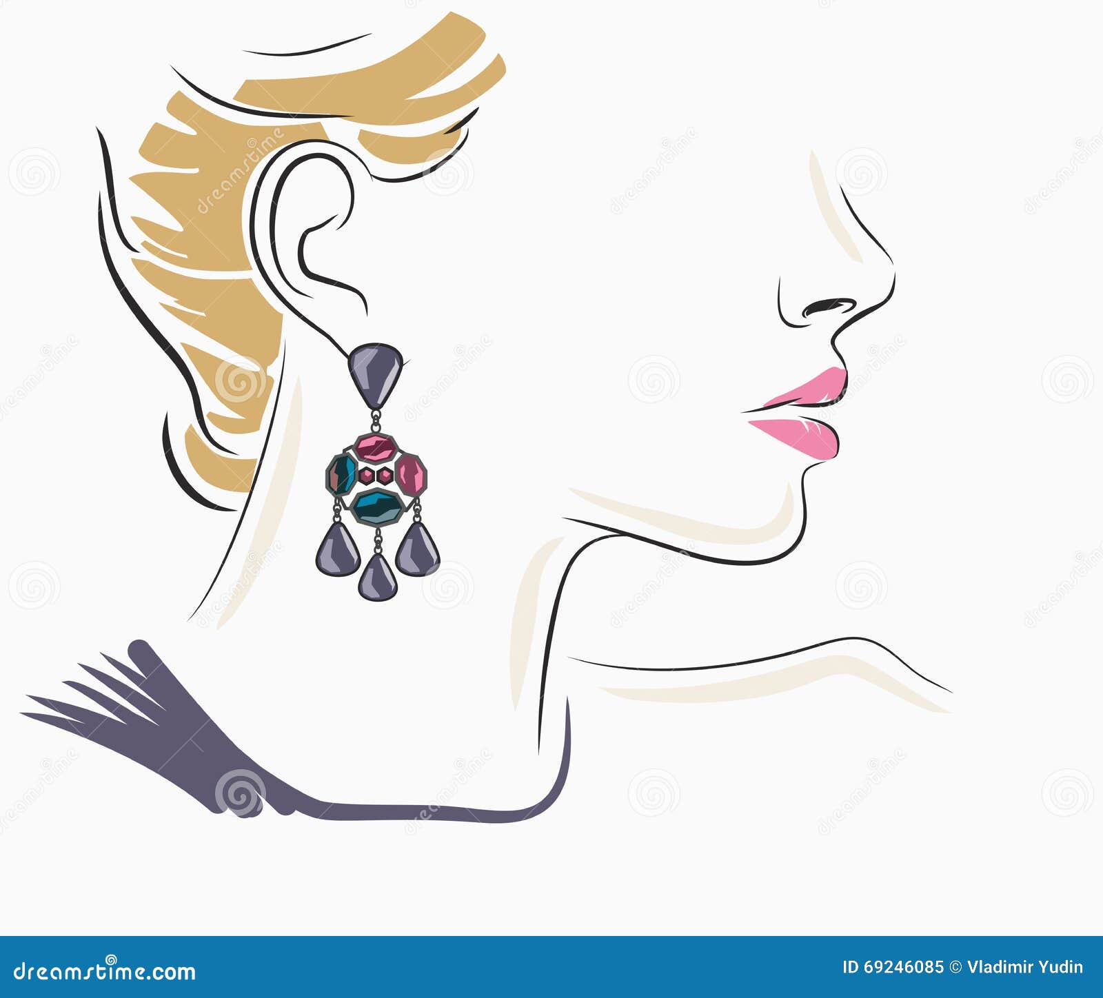 Portrait Of Beautiful Girl Stock Vector Illustration Of Elements
