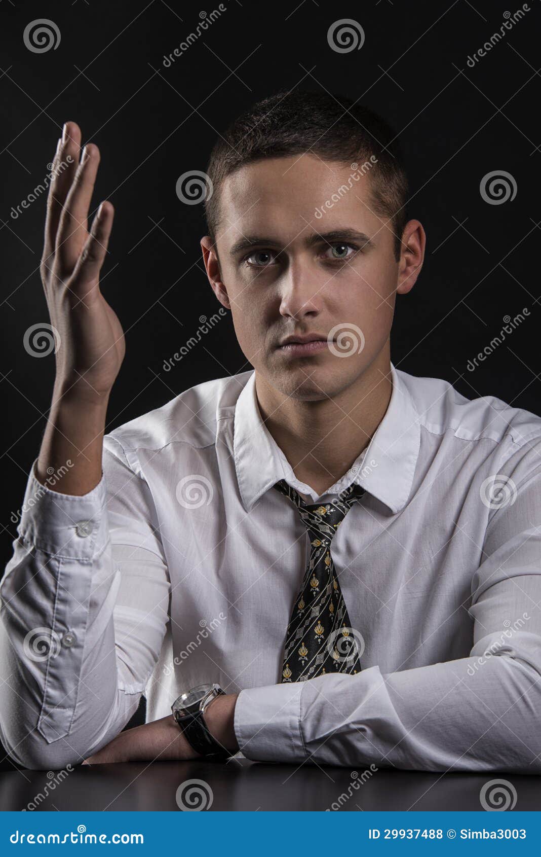Serious Young Man Asking Question Stock Photo - Image of eyebrows ...