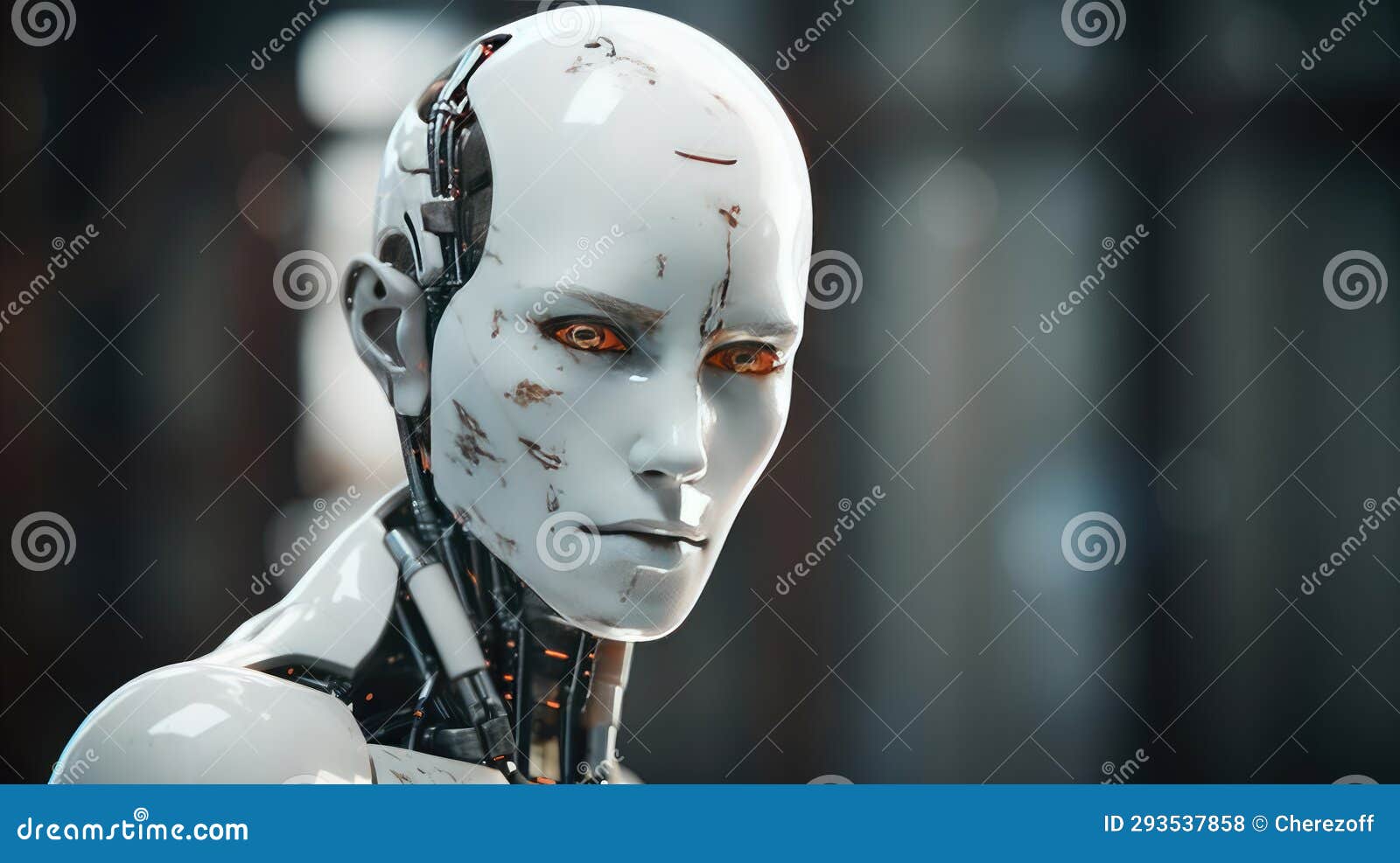 Portrait of a Beautiful Humanoid Robot Stock Photo - Image of cyborg ...