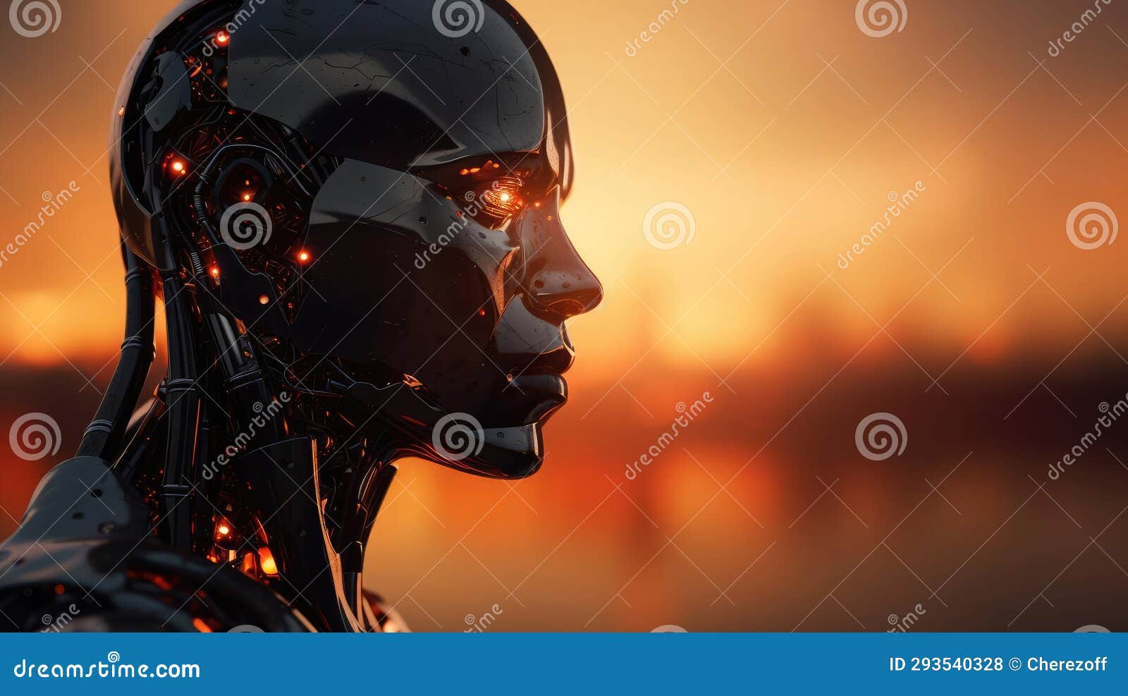 Portrait of a Beautiful Humanoid Robot Stock Photo - Image of digital ...