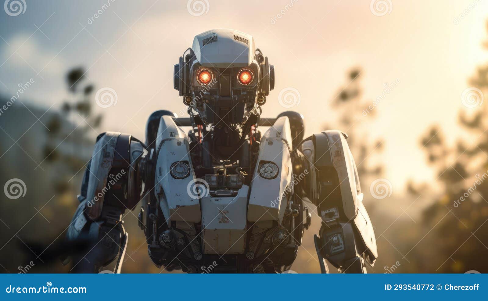 Portrait of a Beautiful Humanoid Robot Stock Photo - Image of system ...
