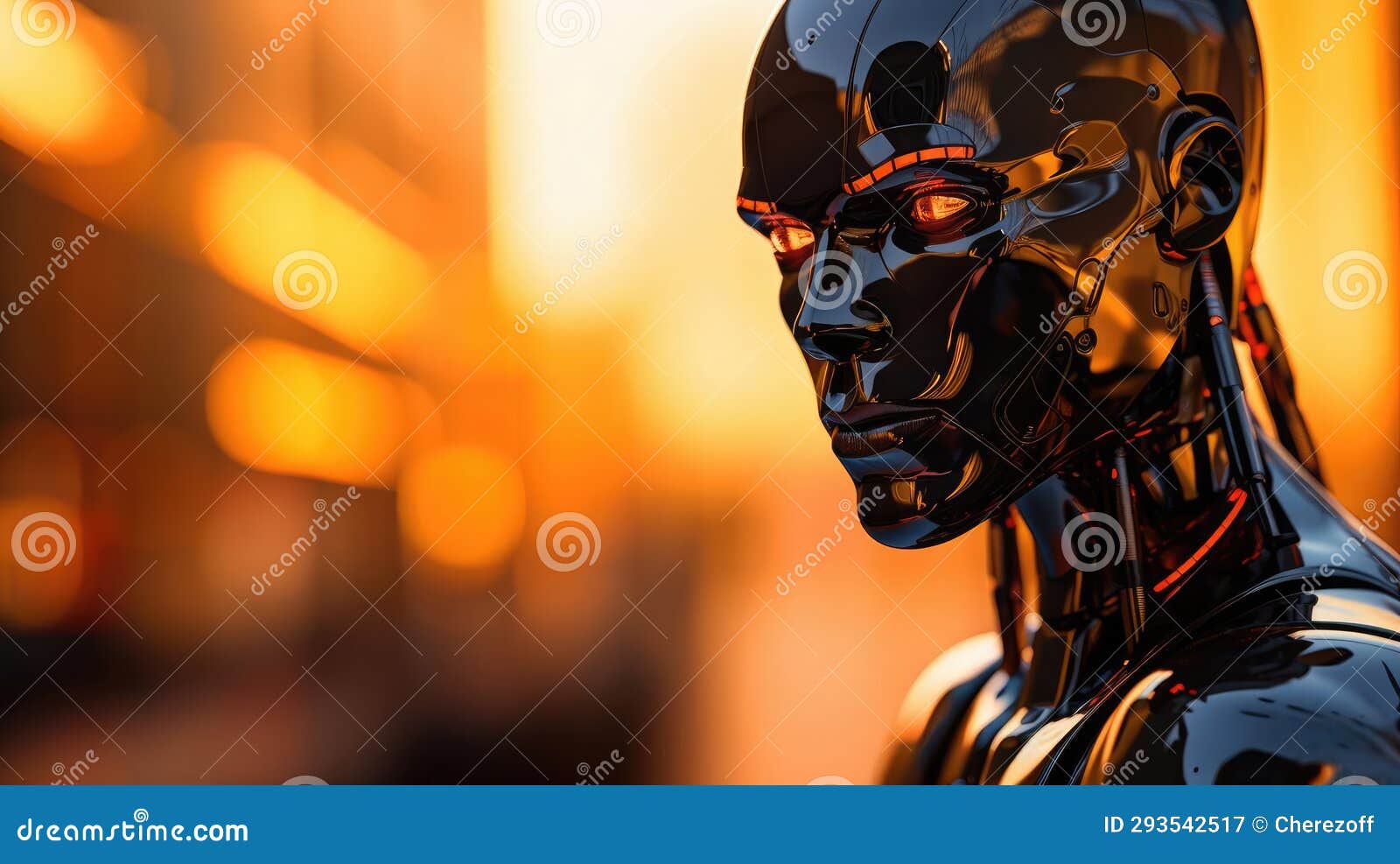 Portrait of a Beautiful Humanoid Robot Stock Image - Image of ...