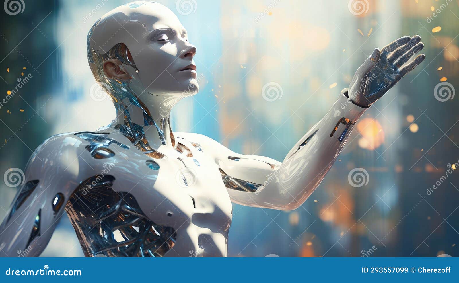 Portrait of a Beautiful Humanoid Robot Stock Image - Image of robot ...