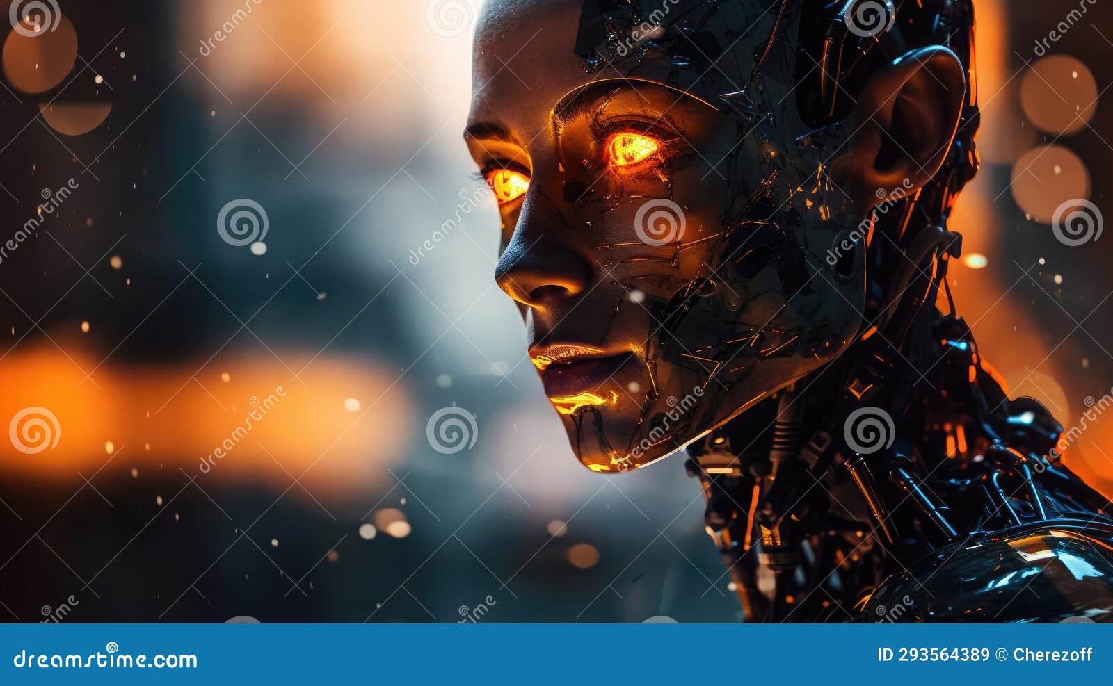 Portrait of a Beautiful Humanoid Robot Stock Image - Image of ...