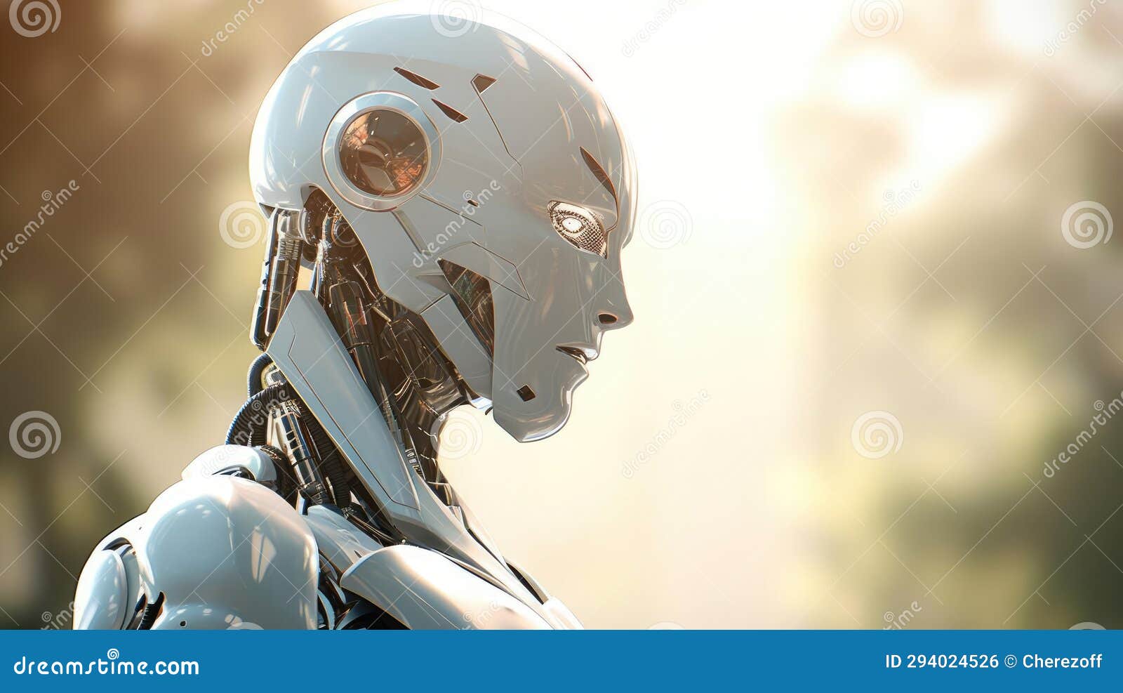 Portrait of a Beautiful Humanoid Robot Stock Photo - Image of work ...