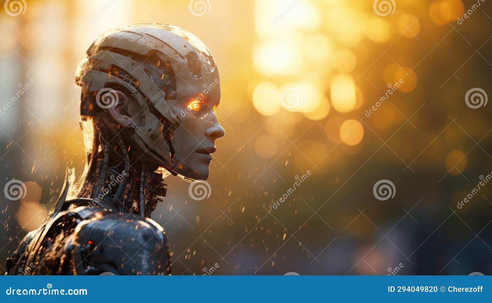 Portrait of a Beautiful Humanoid Robot Stock Photo - Image of robot ...