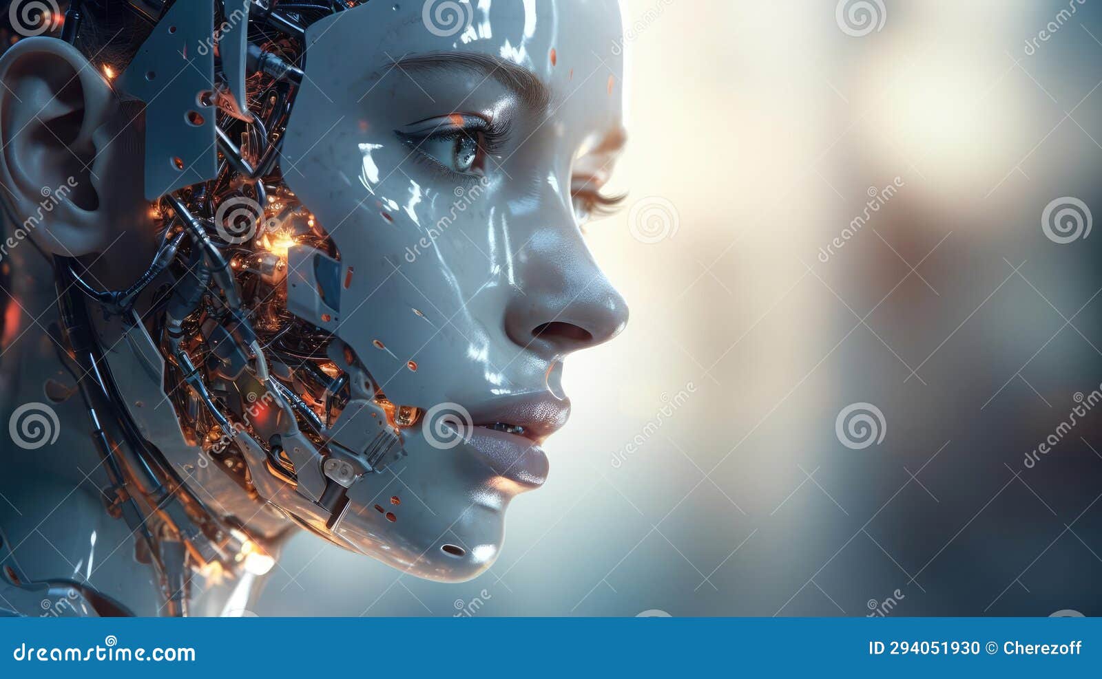 Portrait of a Beautiful Humanoid Robot Stock Photo - Image of human ...