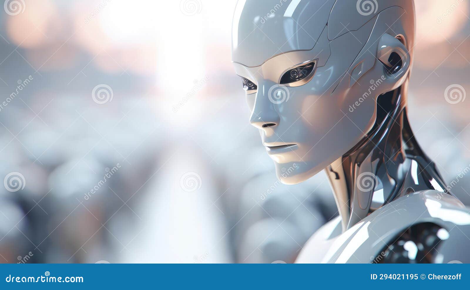 Portrait of a Beautiful Humanoid Robot Stock Image - Image of digital ...