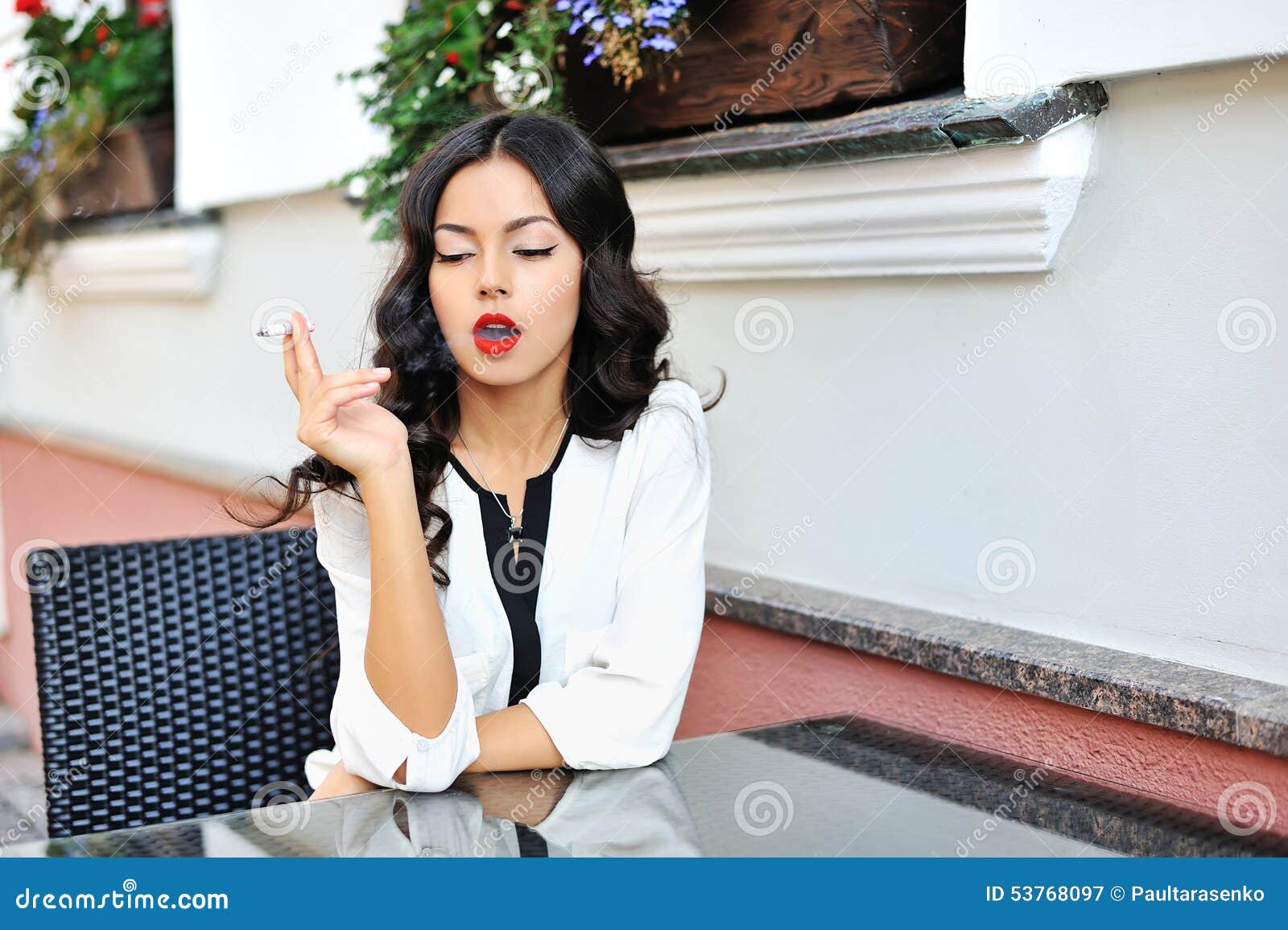 Portrait of a Beautiful Lady with Cigarette Stock Image - Image of ...