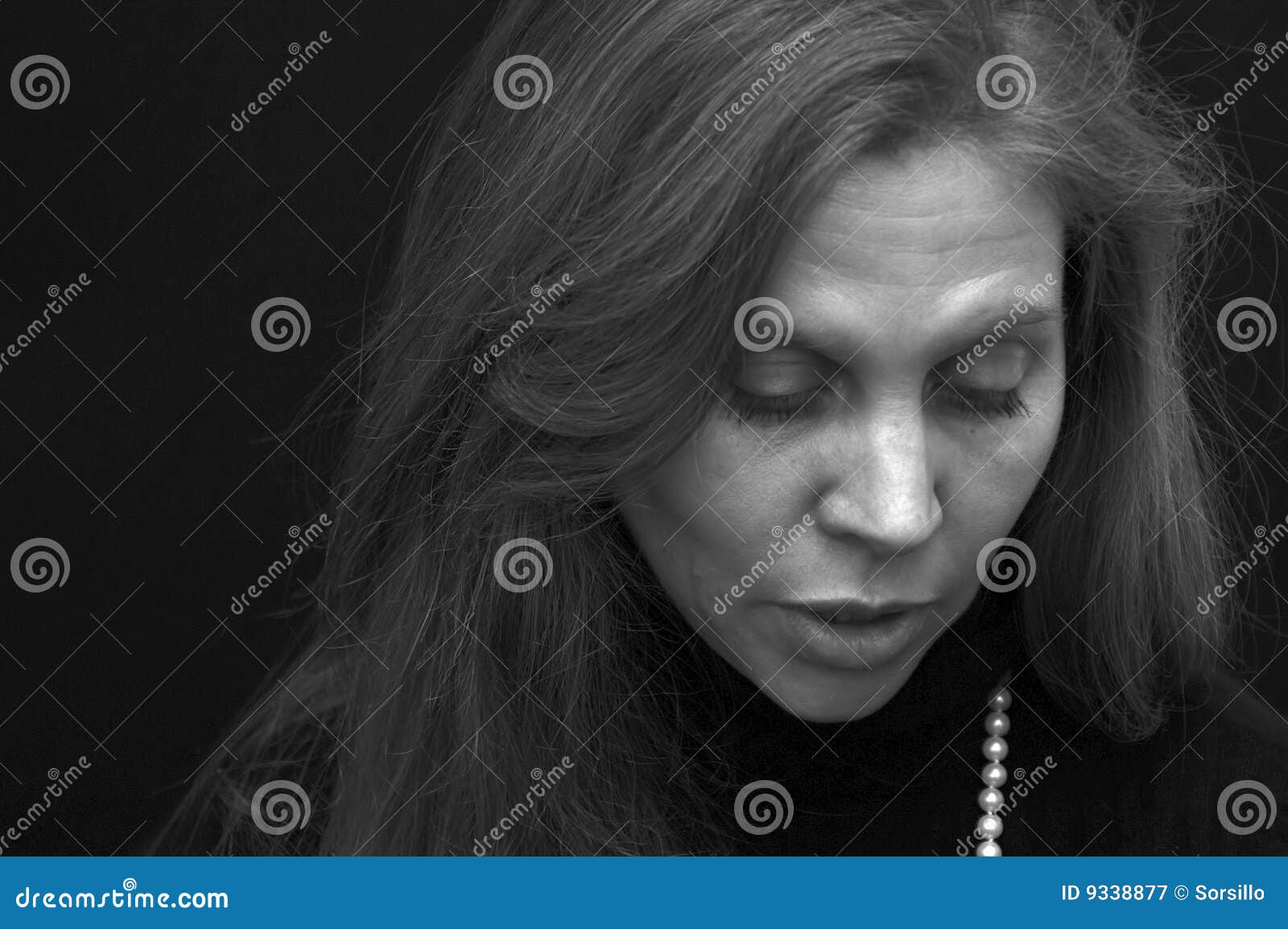 Portrait of Beautiful Lady Looking Down Talking in Stock Image - Image ...