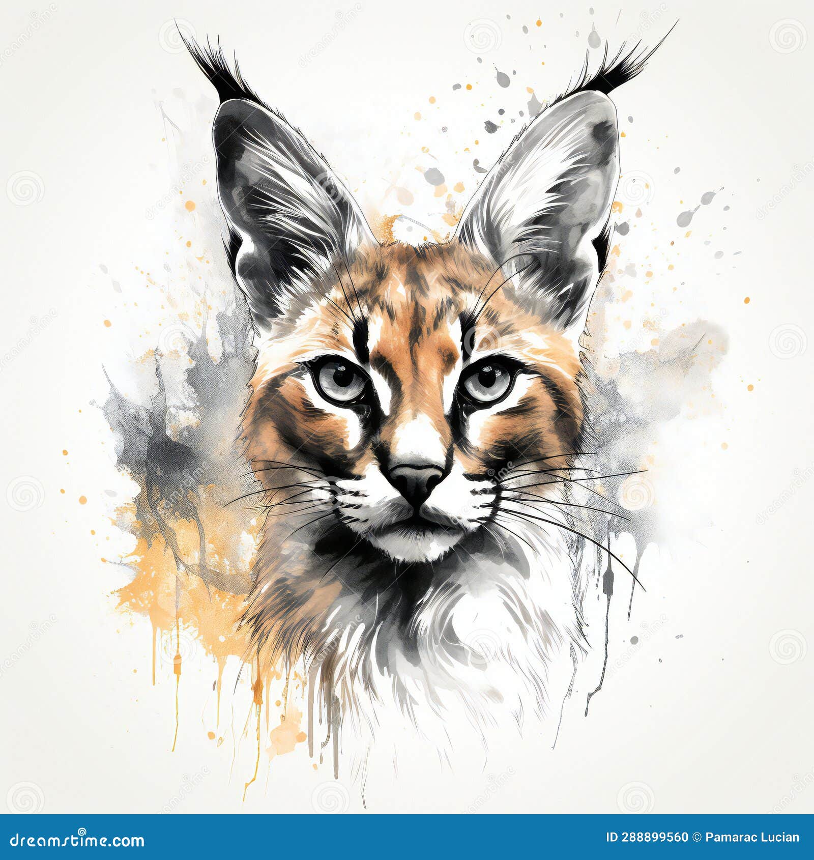 Portrait of a Beautiful Lynx. Hand-drawn Illustration Stock ...